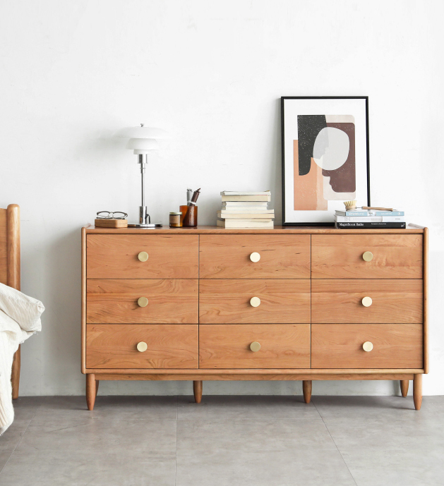 無垢材、チェスト、桜の木、収納キャビネット、北欧スタイル