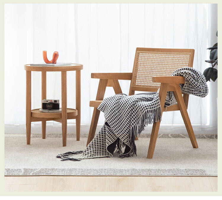 ラタンチェア オーク 完成品 無垢材 木製 ラタン編み ysys-a3122